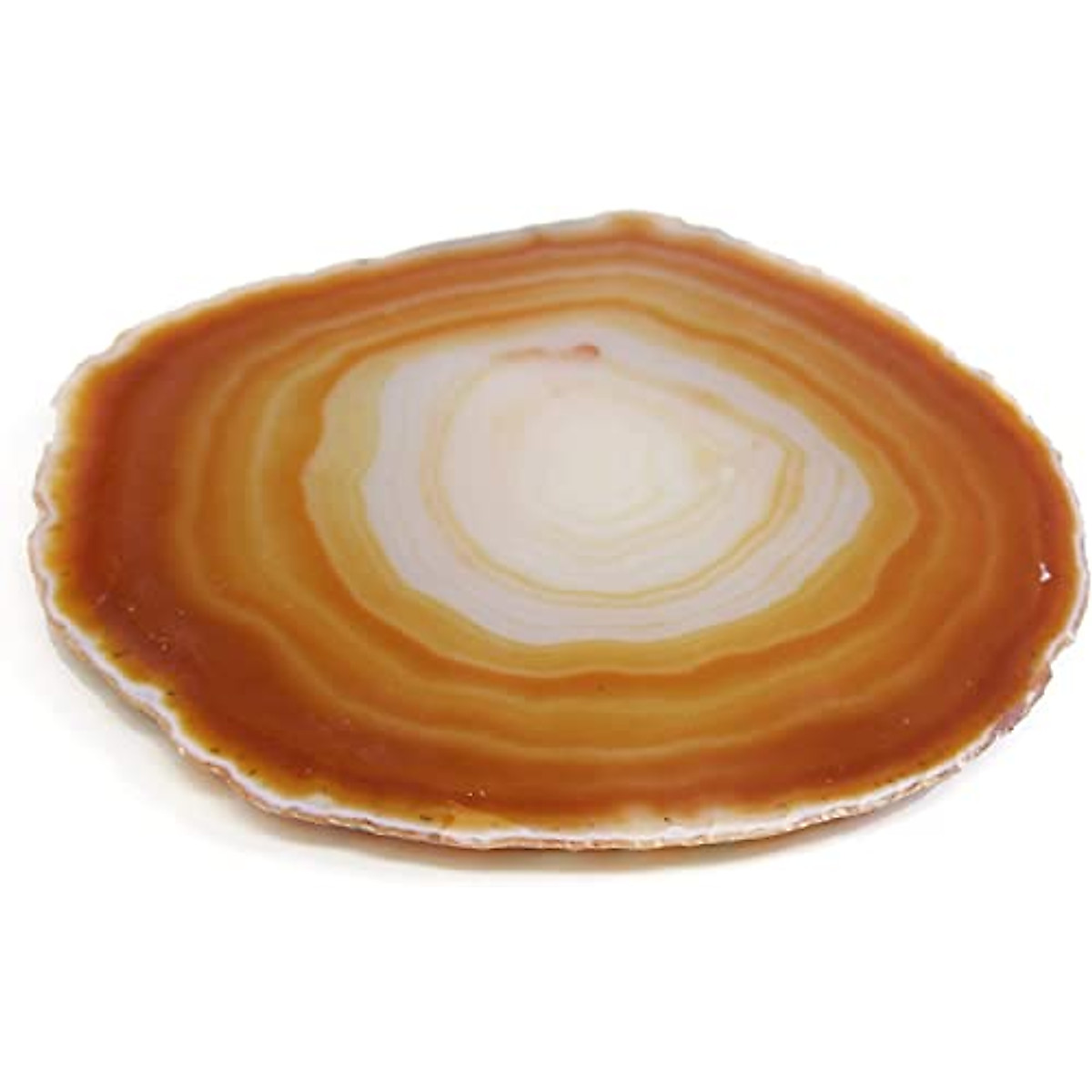 Gift Set of Four Genuine Brazilian (3.5"- 4") Agate Coasters. Includes Protective Rubber Bumpers - Natural