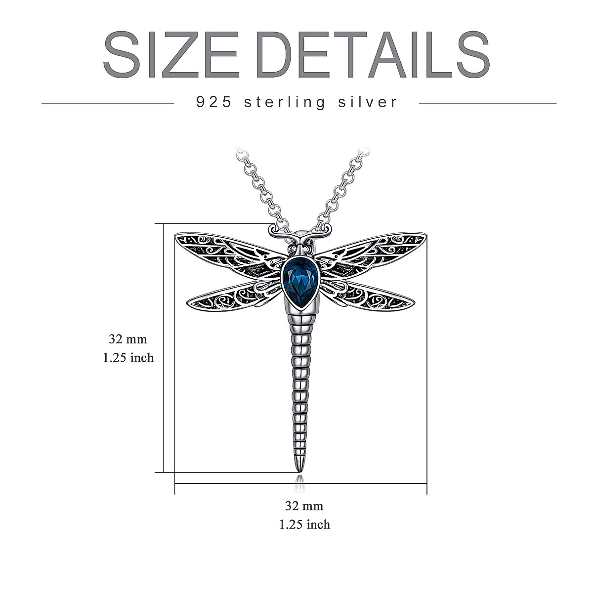 AOBOCO Dragonfly Simulated Blue Zircon Urn Necklace for Ashes Sterling Silver Memorial Keepsake Cremation Jewelry Gifts with Filling Tool
