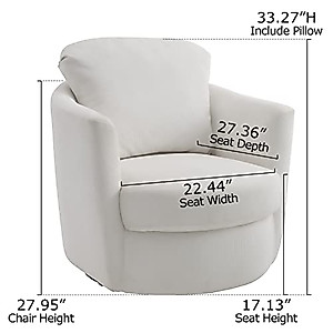 Volans Swivel Living Room Chairs, Corduroy Fabric Upholstery Barrel Swivel Accent Chair Living Room Sofa Furniture, Set of 2, Ivory