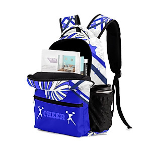 Zaaprint Customized Cheerleaders Cheer Bright Blue Waterproof Backpack with Name for Hiking Camping Picnic