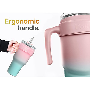 Four Leaf TrustyMate – 100% Leak Proof 40 Oz Tumbler with Handle and Built-In Straw Lid – Insulated Leak Proof Stainless Steel Tumbler