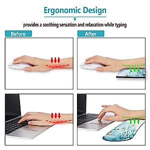 ArtSo Keyboard Wrist Rest and Mouse Pad with Wrist Support Set Ergonomic Coaster, Memory Foam Mousepad Non-Slip Rubber Base Durable Comfortable for Easy Typing Pain Relief, Teal Turqoise Marble