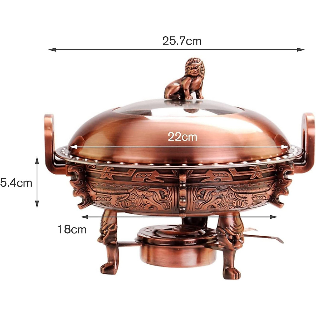 UZOURI Stainless Steel Chafing Dish, Round Chafer Buffet Warmers Set W/Food Pans, Stove Stand, Visible Pot Lid and Fuel Holder, for Kitchen Party(Color:Gold) (Gold)