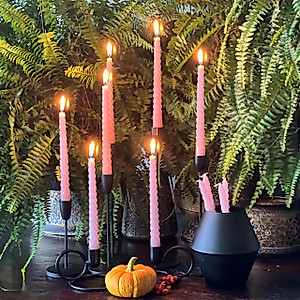 12 Piece Pale Rose Pink Twist Taper Candles, 2 Boxed Sets of 6, 4 Hours Burn Time, Paraffin Wax, 7.75 Inches