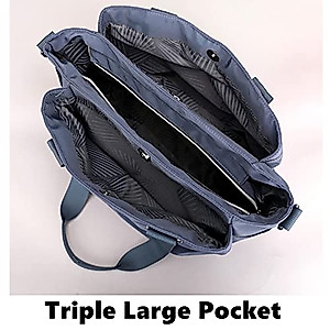 Lavogel Triple Compartment Tote Shoulder Bag Nylon Crossbody Purse For Women Lightweight Purses and Handbags (Black)