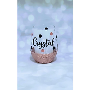Birthday Wine Glass, Glitter Shot Glass, Name, Polka Dots, Shot