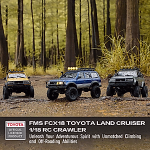 WOWRC FMS RC Crawler Toyota Cruiser LC80 FCX18-1/18 Offroad Trucks 4X4 RC Rock Crawler with 2.4Ghz Transmission, Portal Axles, LED Lights, 7.4V 900mAh Battery, USB Charger for Adults, Grey