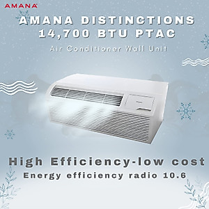 Amana Distinctions Model 14,700 Cooling Capacity, 10.6 EER, Packaged Terminal Air Conditioner (PTAC) Unit with 3.5 kW Electric Heat Kit DCP153A35AA - Replaces Model PTC153G35AXXX