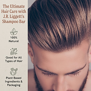 J·R·LIGGETT'S All-Natural Shampoo Bar, Virgin Coconut and Argan Oil - Strong and Healthy Hair-Nourish Follicles with Antioxidants and Vitamins-Detergent and Sulfate-Free, Set of Three, 3.5 Ounce Bars