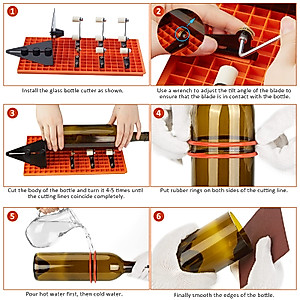 Glass Bottle Cutter Kit, FIXM DIY Glass Cutter for Bottles with Grid Baseboard and Adjustable Baffle Design, Complete Set of Bottle Cutter & Glass Cutter for Square and Round Bottle