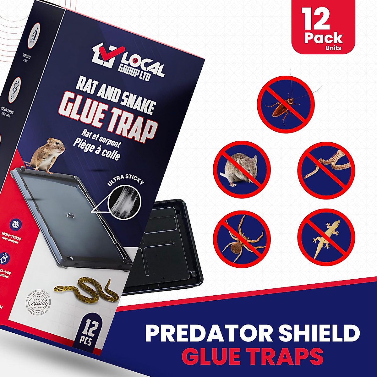 Sticky Mouse Pads 12-Pack | Large Glue Boards for Mice, Rats, and Snakes | Non-Toxic Heavy Duty Glue Boards for Indoor Use, Rodents, Spiders