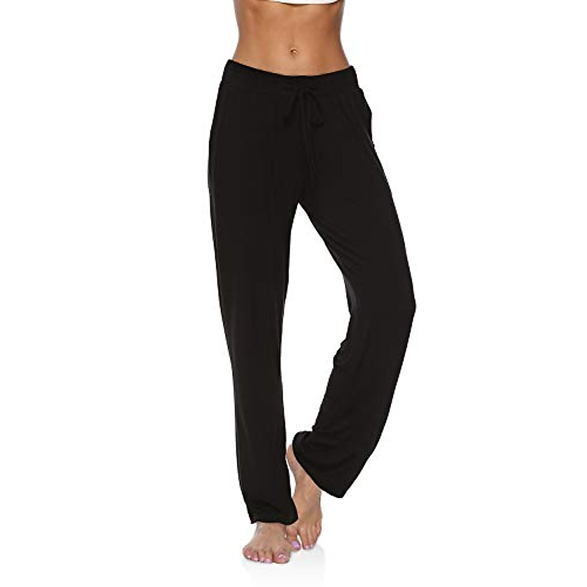 DIBAOLONG Womens Yoga Pants Wide Leg Comfy Drawstring Loose Straight Lounge Running Workout Legging A1-Black XL