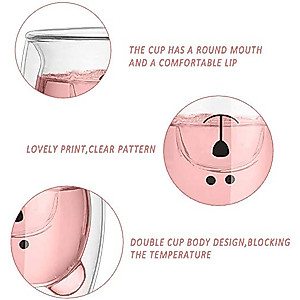 Amyhome Cute Mugs Bear Coffee Cup Double Wall Insulated Glass, Espresso Cup, Milk Cup, Tea Cup, Valentine's Day Christmas Birthday Gifts for Children and Adults