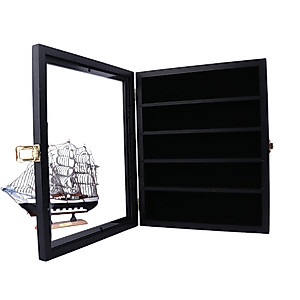 ERMMZHZW Pocket Knife Display Case,knife display case for wall,wood pocket knife display stand,For Pocket Knife and Military Folding Knife Display,Dust and UV Resistant,Lockable,Black