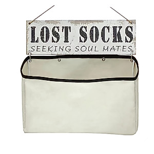 Laundry Room Wall Décor Accessories Canvas Bag Basket Lost socks Funny Wood Sign Organization