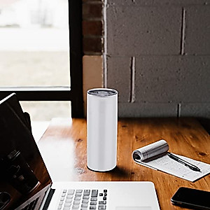 AQUAPHILE Sublimation Tumblers Blanks Skinny Tumbler 4 Pack White 20 OZ Straight Stainless Steel Double Wall Insulated Cups with Metal Straw Vacuum Tumbler Travel Mug for Hot Cold Drinks DIY Gifts