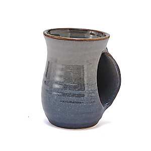 GUTE Hand Warmer Mug, Ceramic and Hand Painted - Contoured Pocket will Hold Warmth From The Heat Of Your Drink To Keep Your Fingers Warm, Comfy Handwarmer (Lagoon Grey)