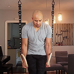 Duonamic Wooden Rings | Portable Exercise System Works Eleviia Pull Up Bar | Most User-Friendly Adjustable Straps | Exercise Core, Chest, Back, Triceps and Much More