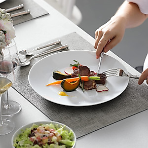 MALACASA 24-Piece Gourmet Porcelain Dinnerware Sets, Modern White Round Dish Set for 6 - Premium Serving Plates and Bowls Sets for Dessert, Salad, Soup, Pasta - Series AMELIA