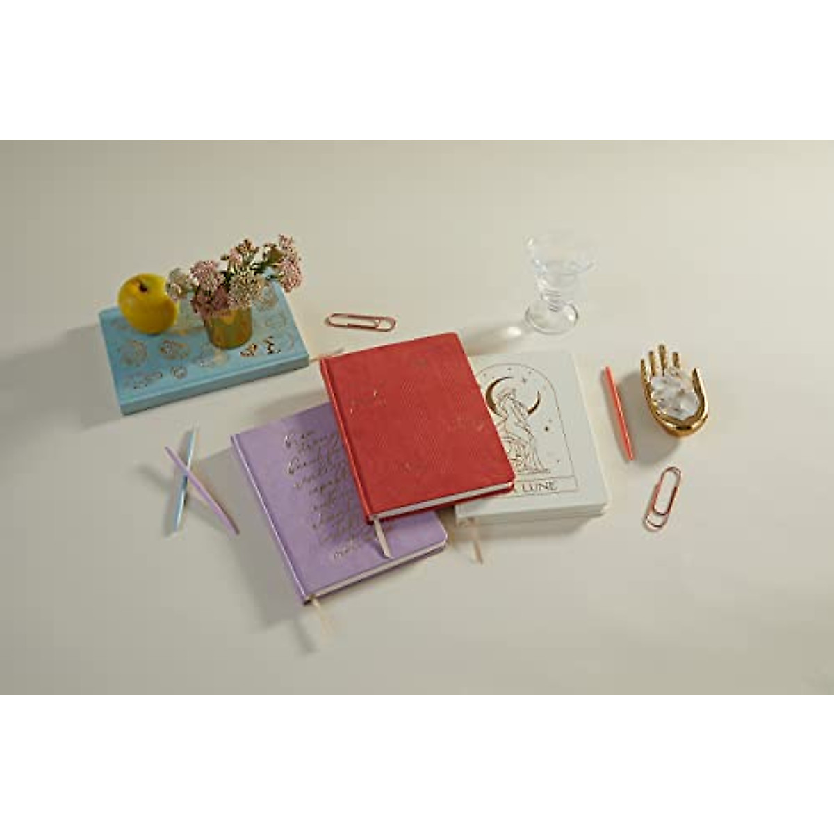 DesignWorks Ink Good Things Are Coming Orange 7.5" x 10.25" Jumbo Journal Notebook with Vegan Suede, Gold Arches Accents, Lined Pages, Ribbon Marker for Work, Writing, Journaling