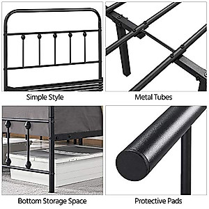 Yaheetech Classic Metal Platform Bed Frame Mattress Foundation with Victorian Style Iron-Art Headboard/Footboard/Under Bed Storage/No Box Spring Needed/Twin Size Black