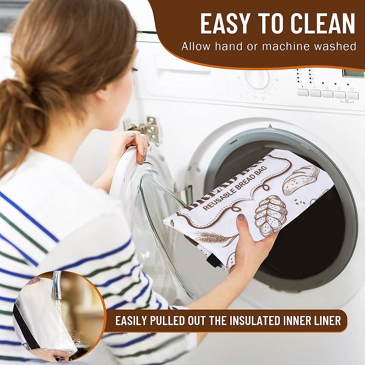 Bread Bags, 2 Packs Bread Bags for Homemade Bread, Reusable Sourdough Storage Bag With Zipper, Large Freezer Container to Keep Bread Fresh (Blue)