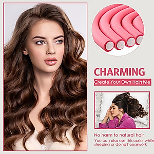 60 Flexi Rods Hair Curlers Set for Women & Girls - Flexible No Heat Rollers for Long and Short Hair, Twist Curls (Pink, 0.3 x 7 Inch)