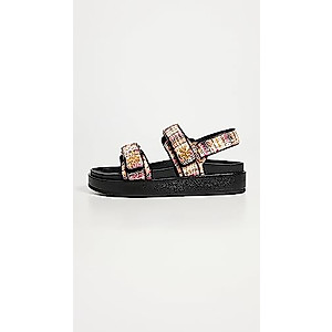 Tory Burch Women's Kira Two Band Sport Sandals, Pink/Perfect Black, 8 Medium US