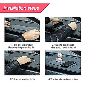 Car Dashboard Anti-Slip Rubber Pad, 10.6"x 5.9" Universal Non-Slip Car Magic Dashboard Sticky Adhesive Mat for Phones Sunglasses Keys Electronic Devices and More Use (Black/Grid)