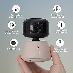 EGLOO S4 Home Security Camera with Temperature Humidity Monitor and Remote Control for Appliance – 1080P Wi-Fi Smart Baby Monitor, Pet Camera, Motion/Sound Detection, Clear IR Night Vision