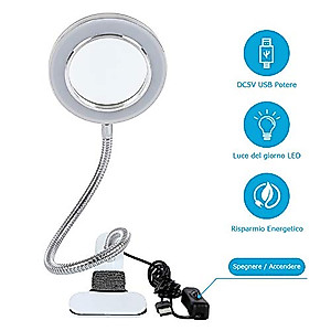 Sanmenxiadongjun LED Magnifying Lamp 8X Glass Metal Swing Arm Desk Lamp 360° Adjustable Gooseneck & USB Charge with Good Eye Protection for Reading Office Work Tattoo Nail Art