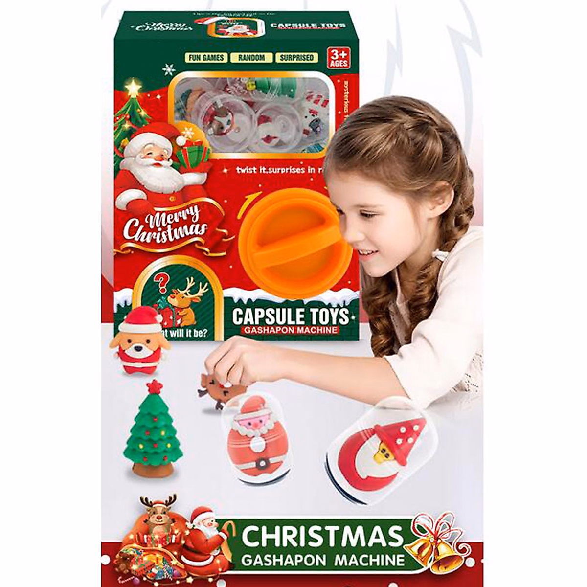 GBSELL Christmas Surprise Lucky Draw Machine Props, Interesting Gachapon Machine for Surprise, Festival Lucky Gacha Machine