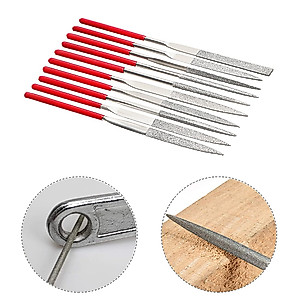 Saipe 10 Pcs Mini Diamond Needle File Set Diamond Files Mini Needle Set for Jewlery Metal Glass Stone Grinding, Polishing and Engraving (2x100mm)