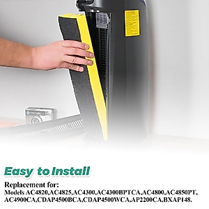 FLT4825 HEPA Filter B Replacement with Air Purifier AC4825 AC4825E AC4300 AC4800 AC4900 AC4850 by Techecook - 2 x True H13 HEPA Filters, 8 x Activated Carbon Pre-Filter