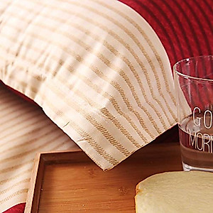 Bed Linen 3 Piece Bed Sheet Quilt Cover Quilt Cover Pillowcase Bedding Cover Stripe Style Quilt Cover Pillowcase Large taoxiang (Color : Red)