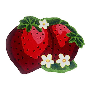 Abreeze Toilet Red Rug Strawberry Kids Rug Colorful Handmade Floor Mats Non-Slip Princess Rugs, 31"x23"