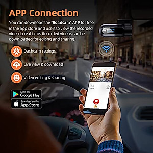 Dash Cam WiFi 1080P FHD Mini Dashcam Front,APP Control Dash Camera for Cars,0.96 Inch Screen,Night Vision,Voice Prompts,Car Camera with G-Sensor,140° Wide Angle,WDR,F1.8 Aperture,Loop-Recording