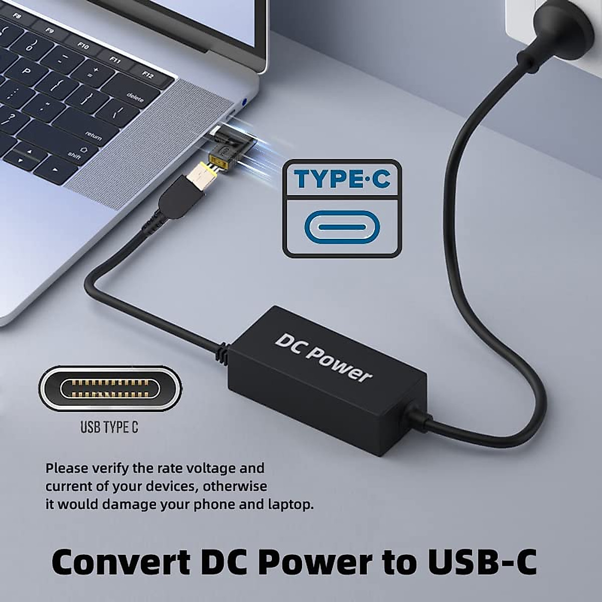 CY Adapter DC 20V 11.0 * 4.5mm Rectangle Input to USB-C Type-C Output 90 Degree Right Angled Power Plug Charge Adapter