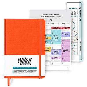 Wilkii Life Planner ADHD Planner For Adults - 90 Day, A5, Undated Weekly & Daily Planner to Increase Productivity & Achieve Goals, ADHD Organization with Mindful Exercises, Soft Touch Cloth Cover, (Red)