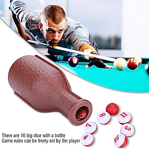 Huairdum Dice Bottle, Billiard Shaker Bottle with 16 Numbered Tally Balls Pool Dice Billiards Accessory Billiard Number Dice Brown for Pea Pool