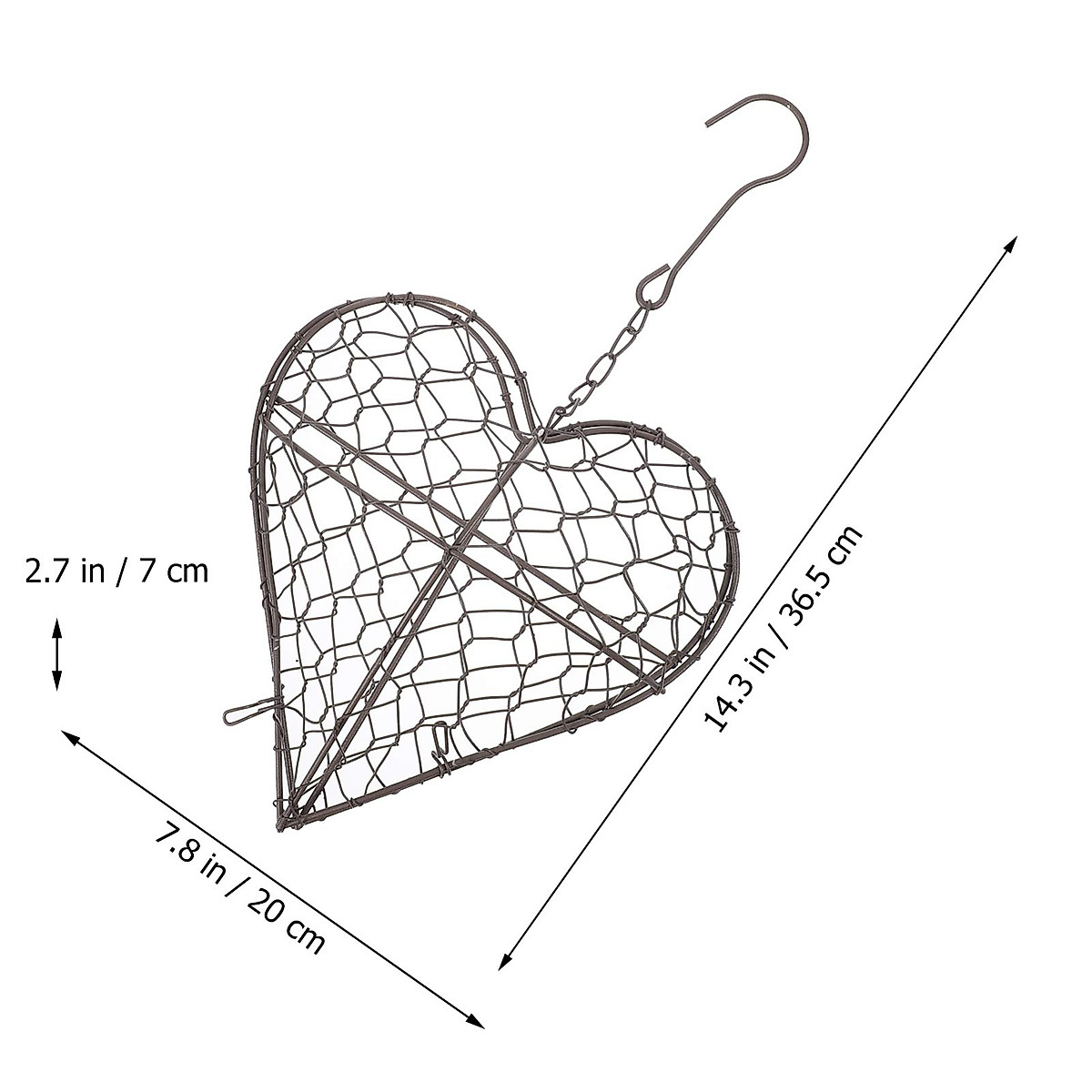 Angoily 2pcs Hanging Planter Heart Shaped Flower Basket Vintage Succulent Pot Outdoor Bonsai Holder for Balcony Garden Wedding (Brown)