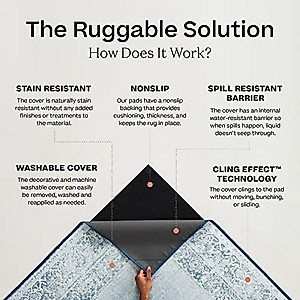 RUGGABLE Zareen Washable Rug - Perfect Boho Area Rug for Living Room Bedroom Kitchen - Pet & Child Friendly - Stain & Water Resistant - Scarlet Red 3'x5' (Standard Pad)