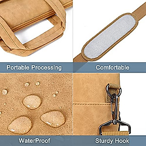 MOSISO Laptop Shoulder Bag Compatible with MacBook Pro 16 inch 2022 2021 M1 Pro/Max A2485/2019-2020 A2141,15-15.6 inch Notebook,Waterproof PU Leather Carrying Sleeve with Front Pocket&Belt, Brown