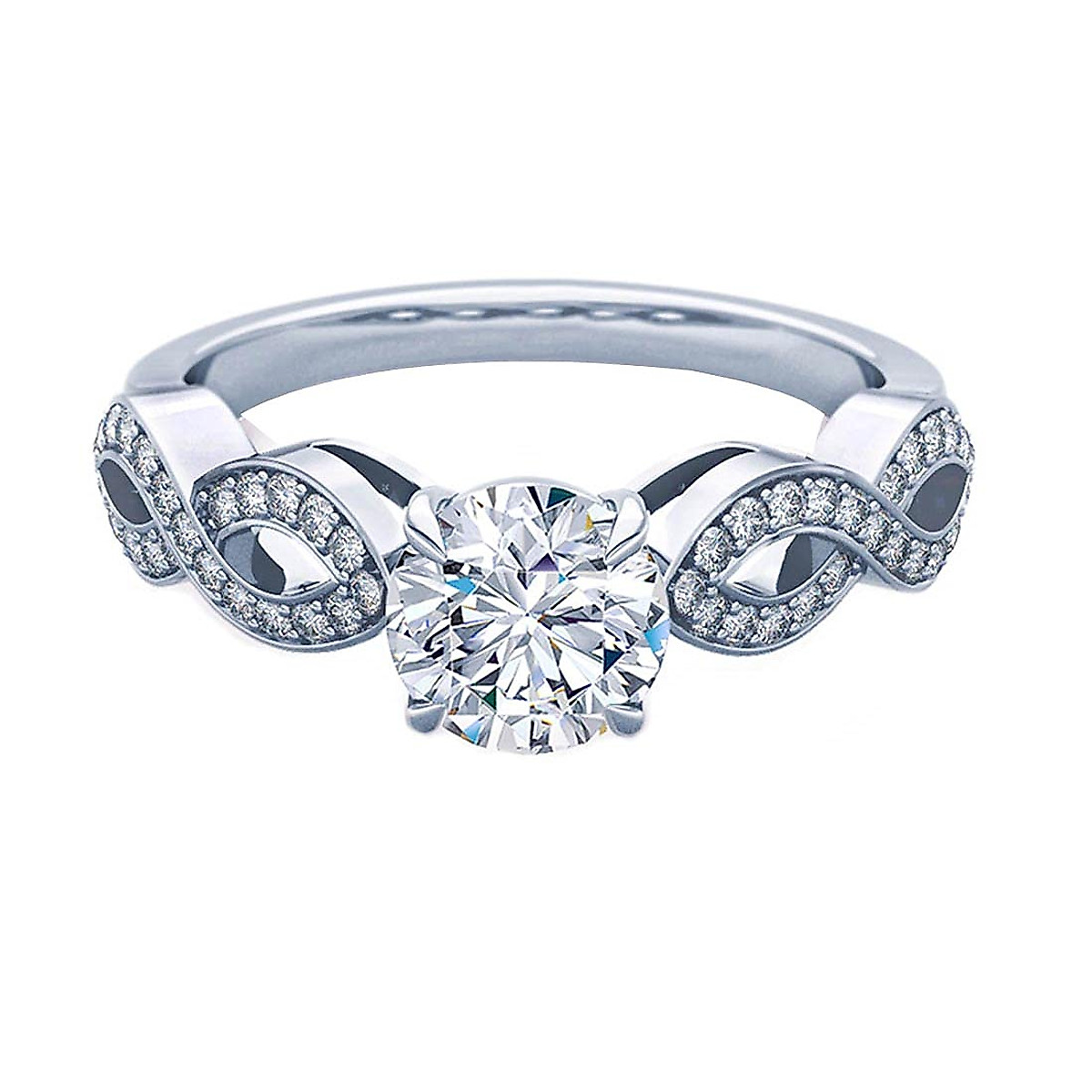 etneyjewels 0.70 TCW Round Cut Solitaire With Accents Bridal Engagement Ring For Women In 10KT Solid Gold In Prong Setting For Wedding Anniversary (Center 0.50 CT, Clarity I1-I2, Color HI,8)