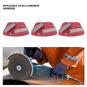 Diamond Grinding Shoes, 3Pcs 30 Grits Trapezoid Concrete Floor Cutting Tool Red with 2 Long Straight Teeth, for Polishing of Concrete