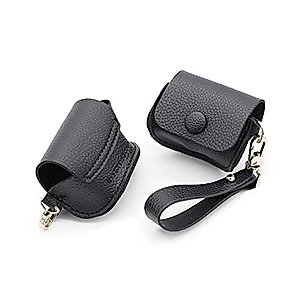 [New] The Tanned Cow- Apple AirPods 1,2 [New 2022 Model] pro Classic Cute Leather case Cover Protective Skin with Key Chain Strap for Men Women, Support Wireless Charging (Black)