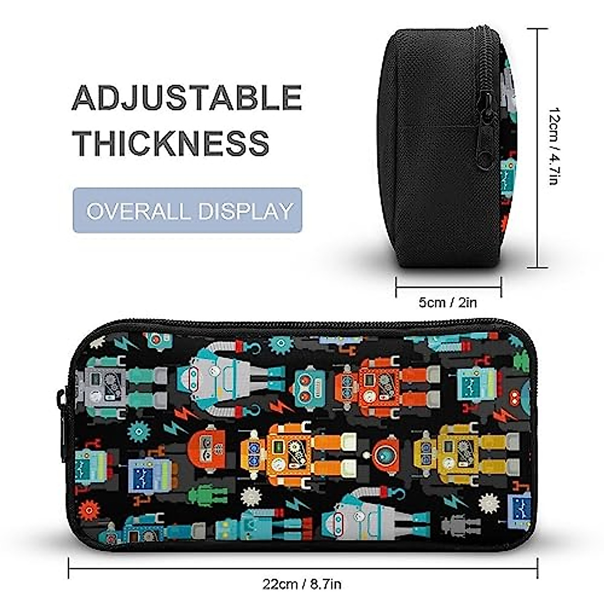 oallpu 3PCS Cartoon Robots Backpack, Cool Shoulders Backpack Lightweight Durable Vintage Robots Laptop Bag, 17 Inch Daypack with Multiple Pockets(Vintage Robots)