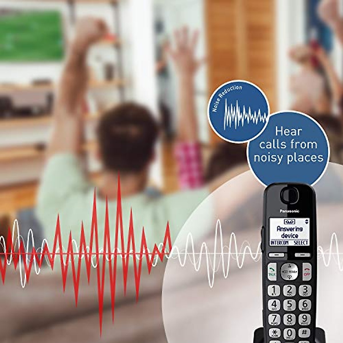 Panasonic DECT 6.0 Expandable Cordless Phone System with Answering Machine and Call Blocking - 3 Handsets - KX-TGE433B (Black)