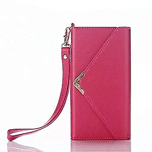 Glow Co, Ltd. 405-1-02 iPhone 12 with Strap, Multi-Functional Storage, Notebook Type Case, Magenta, Tempered Glass & Stylus Pen Included
