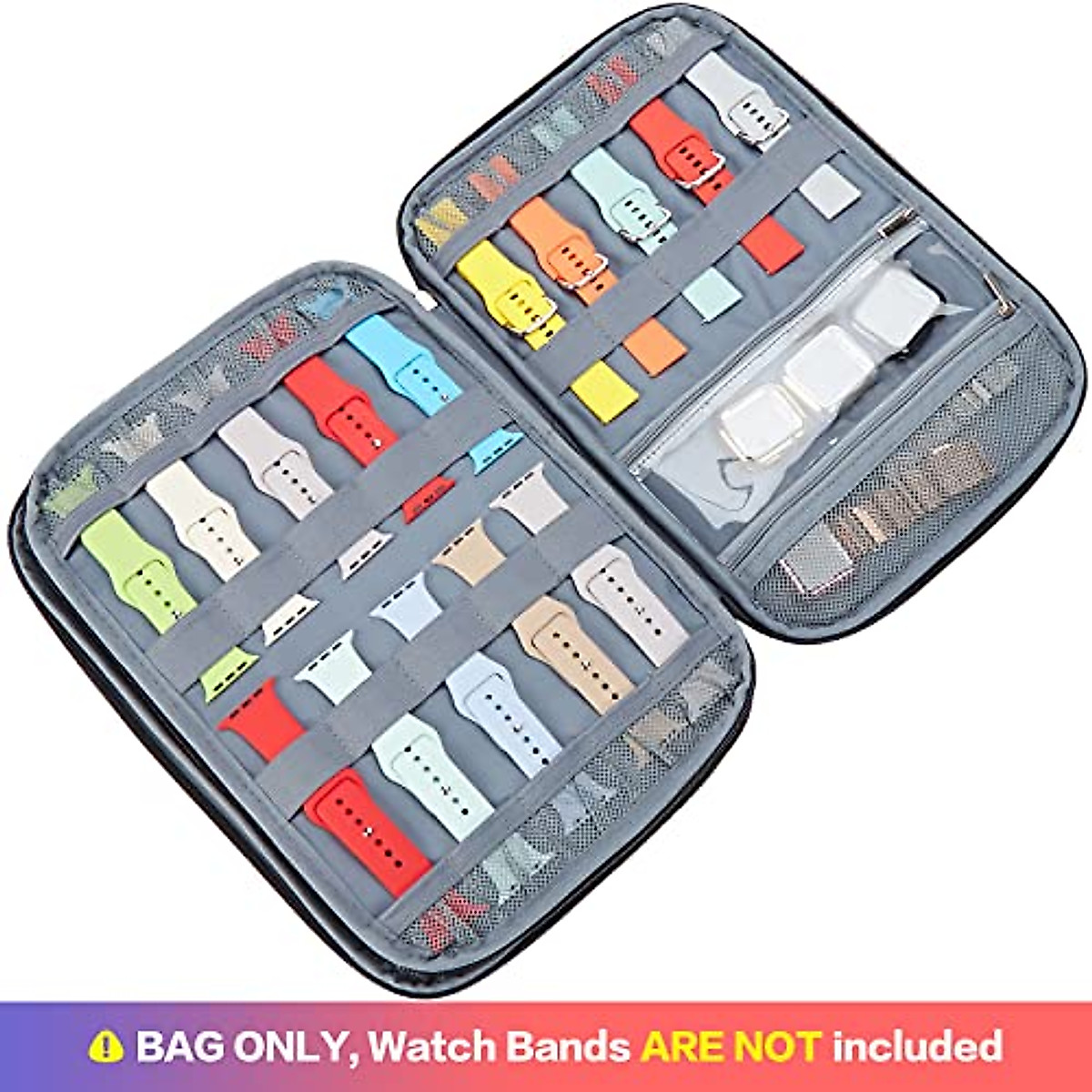 BGTREND Watch Bands Carrying Case for 35 Watch Bands, Watch Band Holder and Organizer Compatible with Apple Watch Bands and Other Accessories, Gray